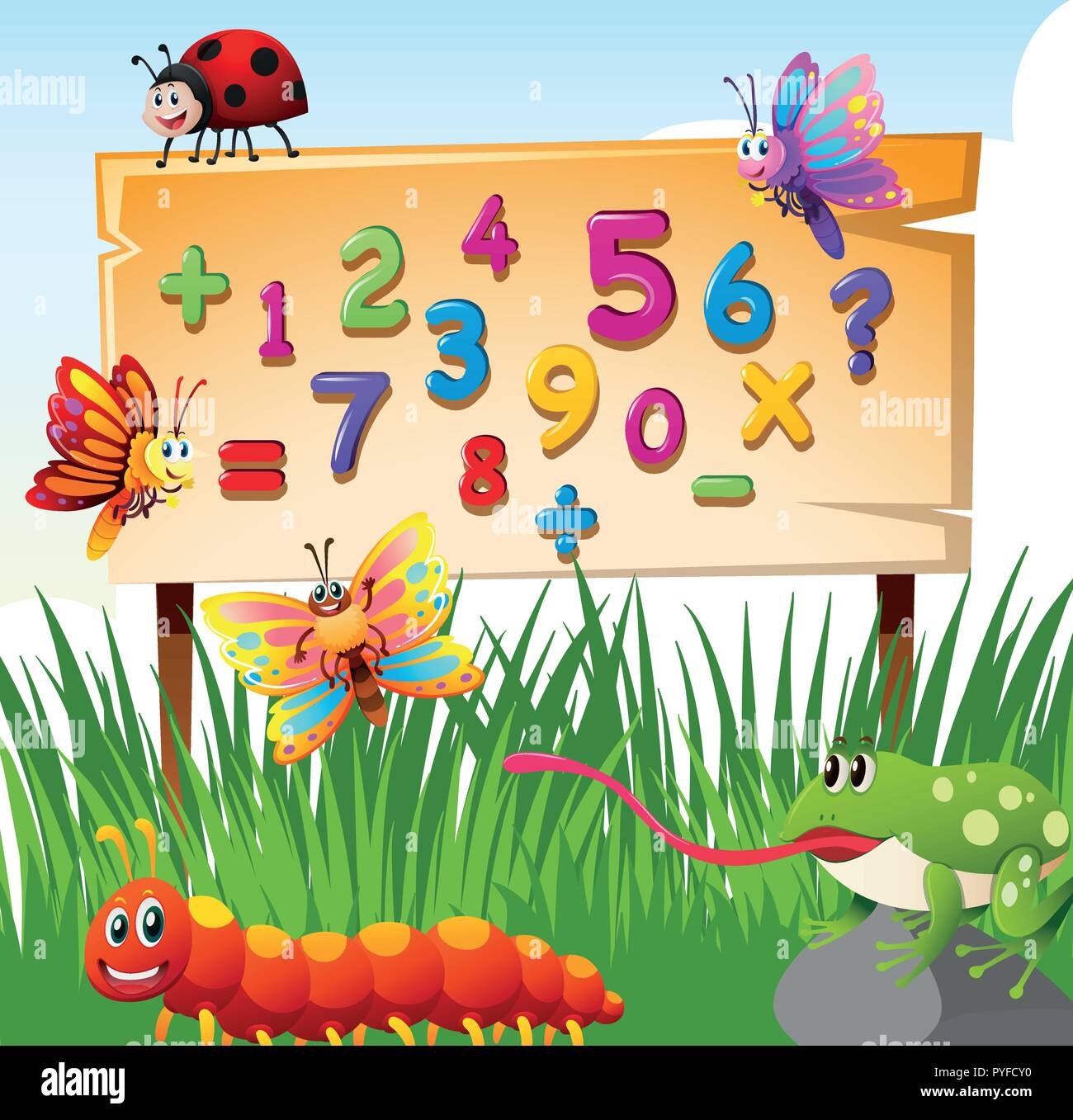 Numbers on board and many insects illustration Stock Vector Image & Art ...