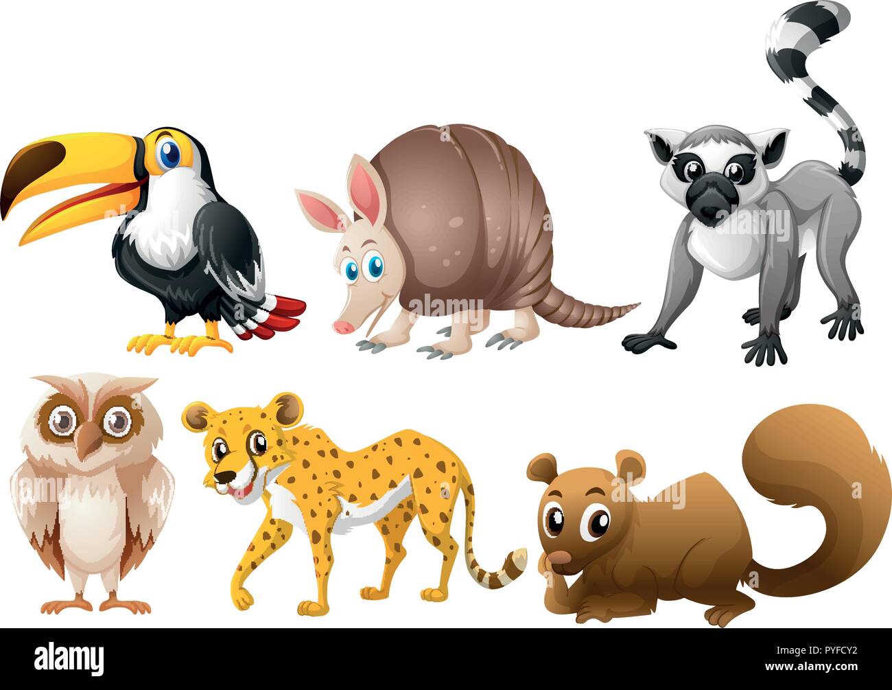 Different types of wild animals illustration Stock Vector Image & Art ...