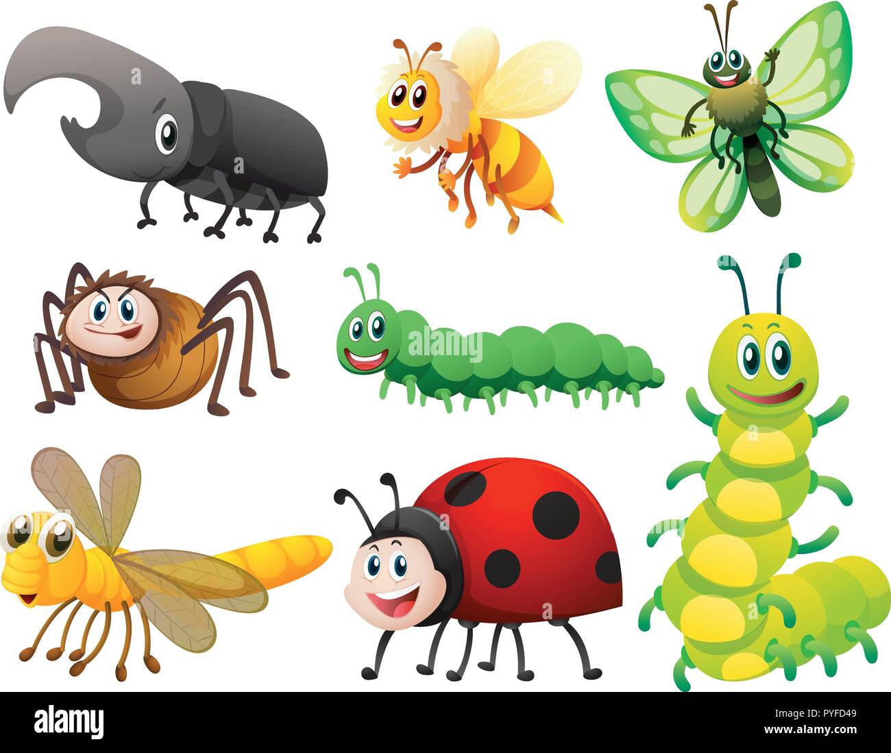 Different kinds of small insects illustration Stock Vector Image & Art ...