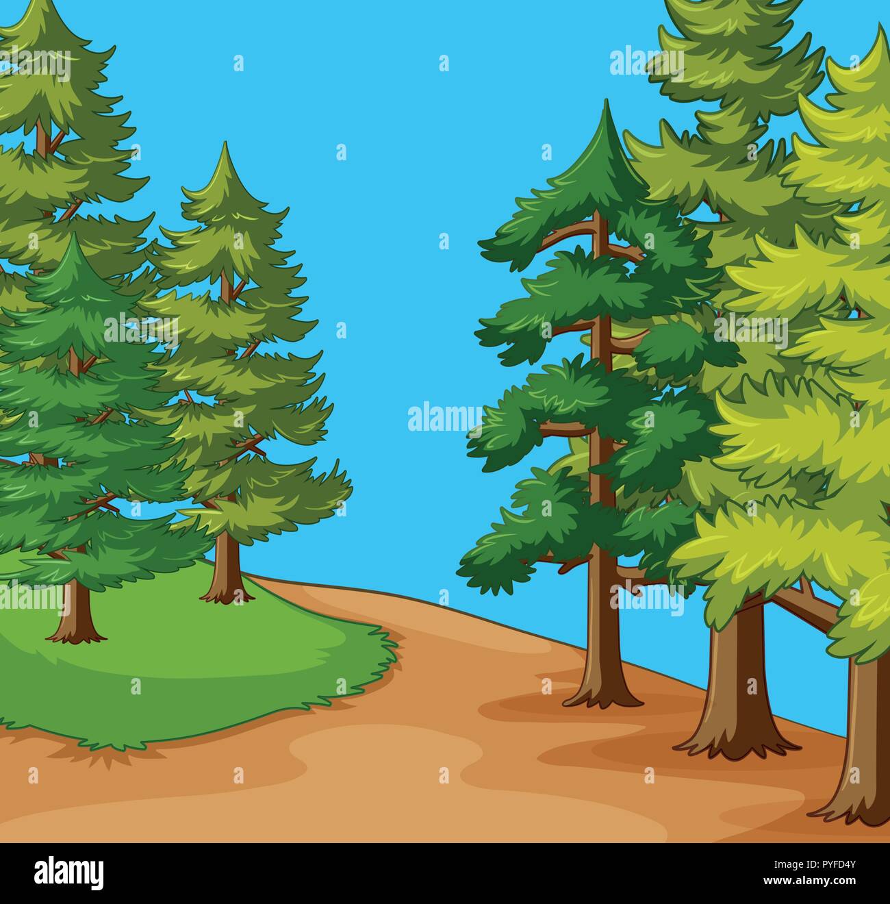 Background scene with pine trees in field illustration Stock Vector ...