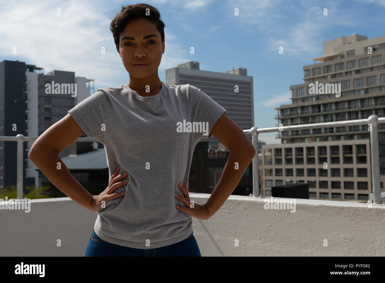 Model posing in terrace Stock Photo - Alamy