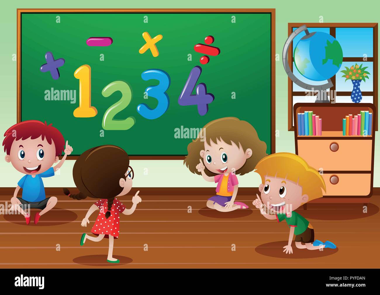 Students In Classroom Animated