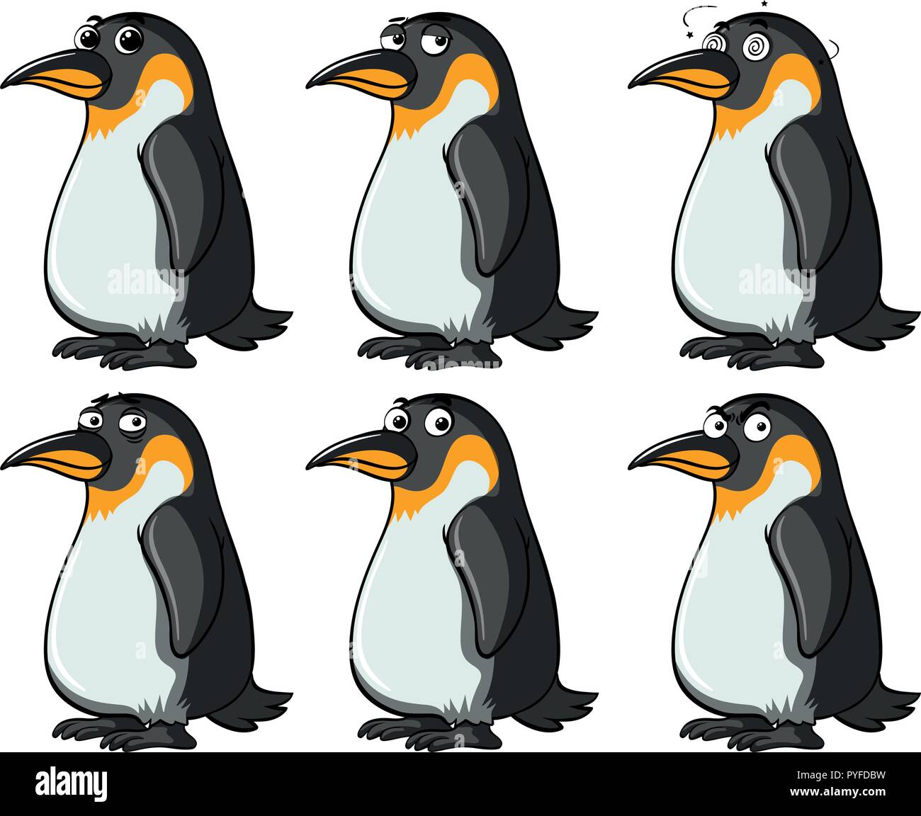 Penguins with different facial expressions illustration Stock Vector ...