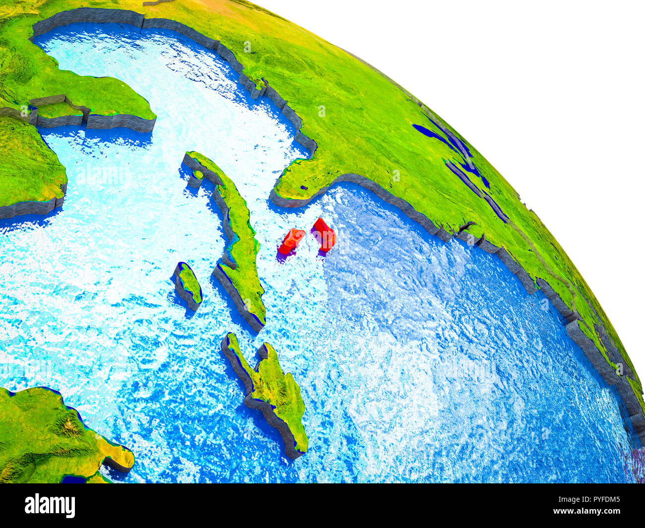 Bahamas Highlighted on 3D Earth model with water and visible country ...