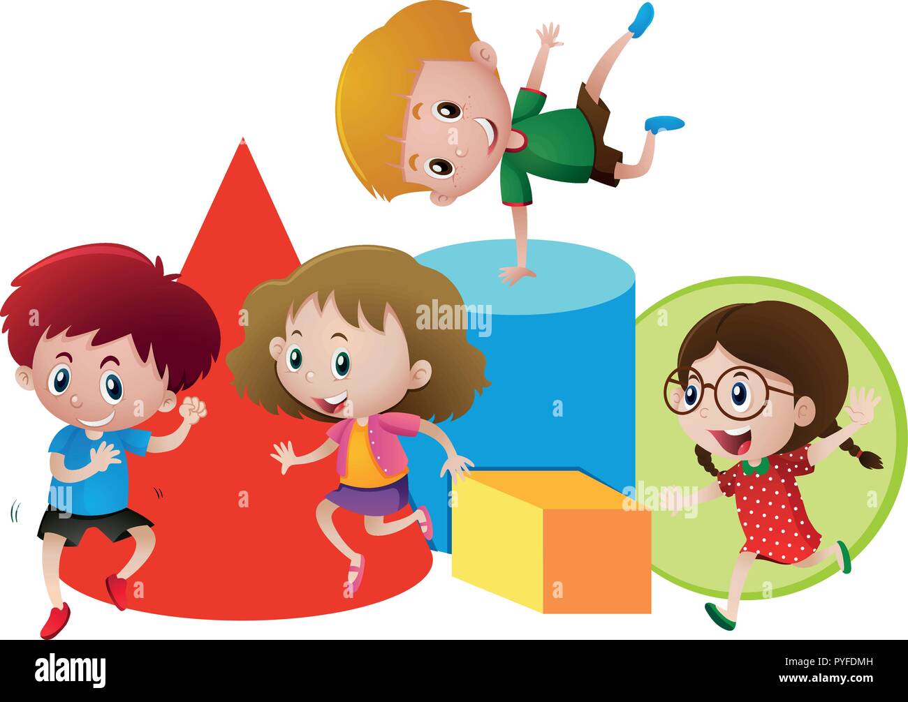 Kids and different shape blocks illustration Stock Vector Image & Art ...