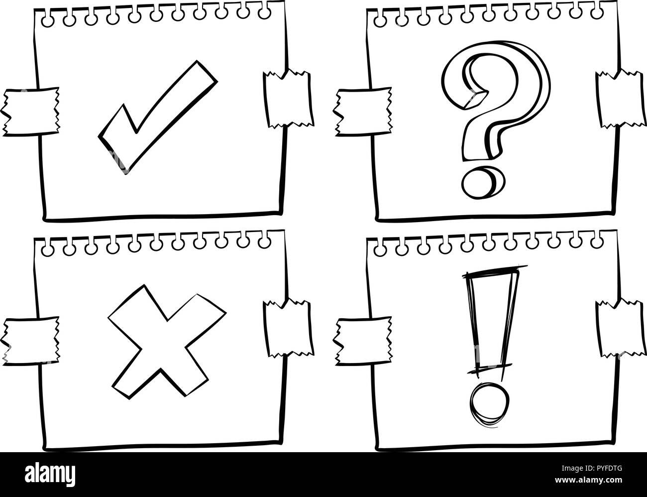 Four different signs on paper illustration Stock Vector Image & Art - Alamy