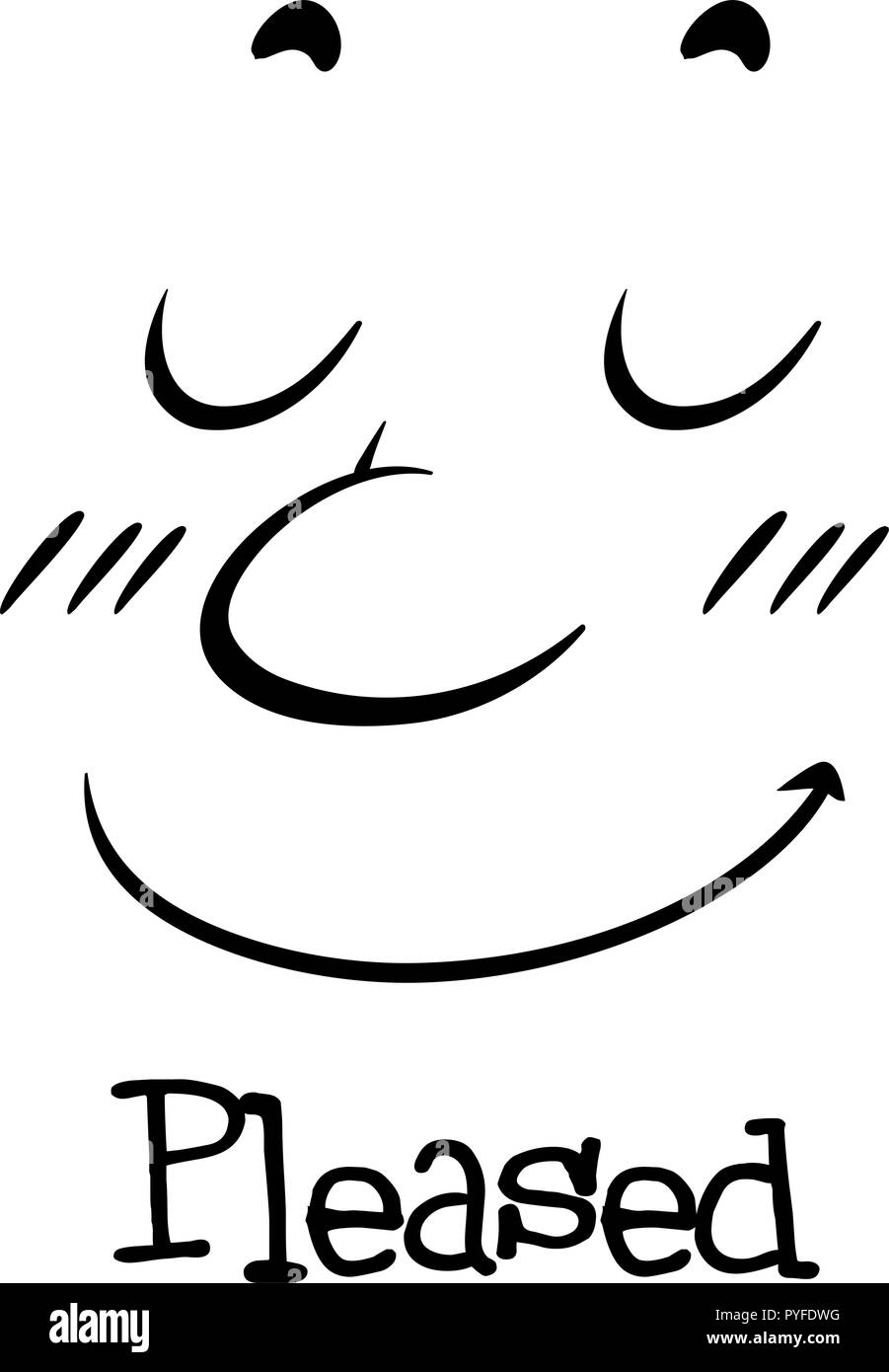 Expression wordcard with word pleased illustration Stock Vector Image ...