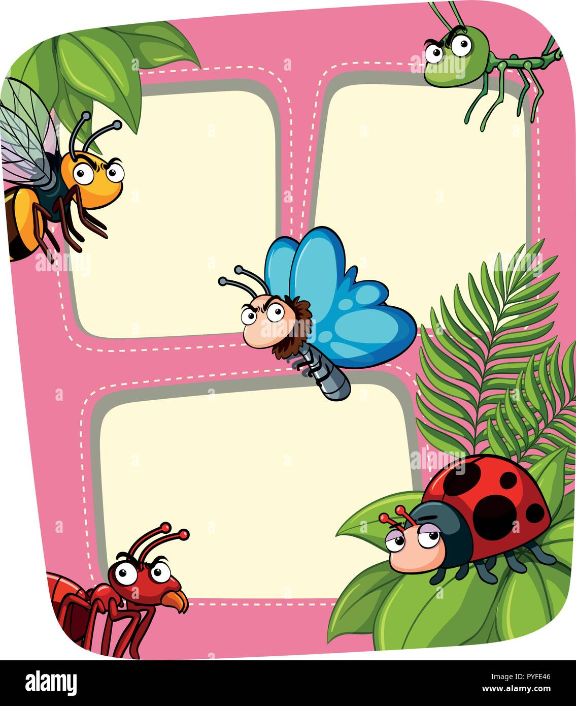 Border template with many insects illustration Stock Vector Image & Art ...