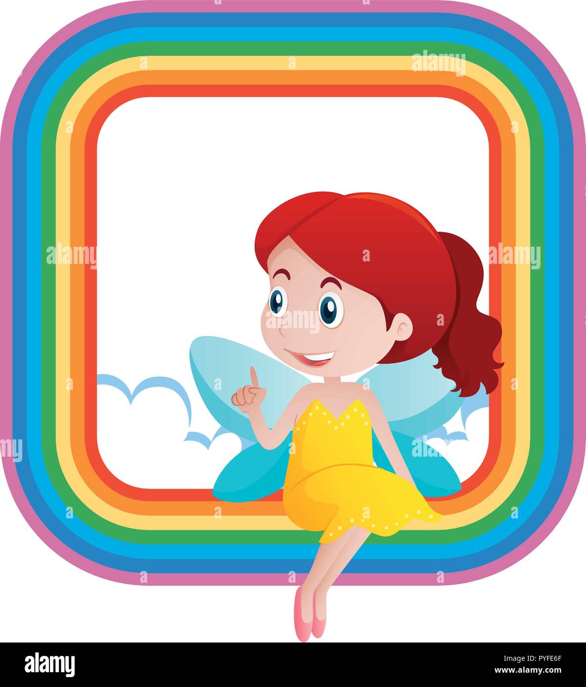 Rainbow frame design with cute fairy illustration Stock Vector Image ...