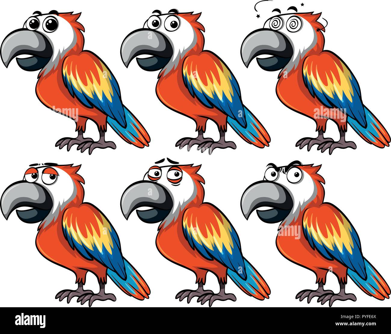 Parrot with different emotions illustration Stock Vector Image & Art ...