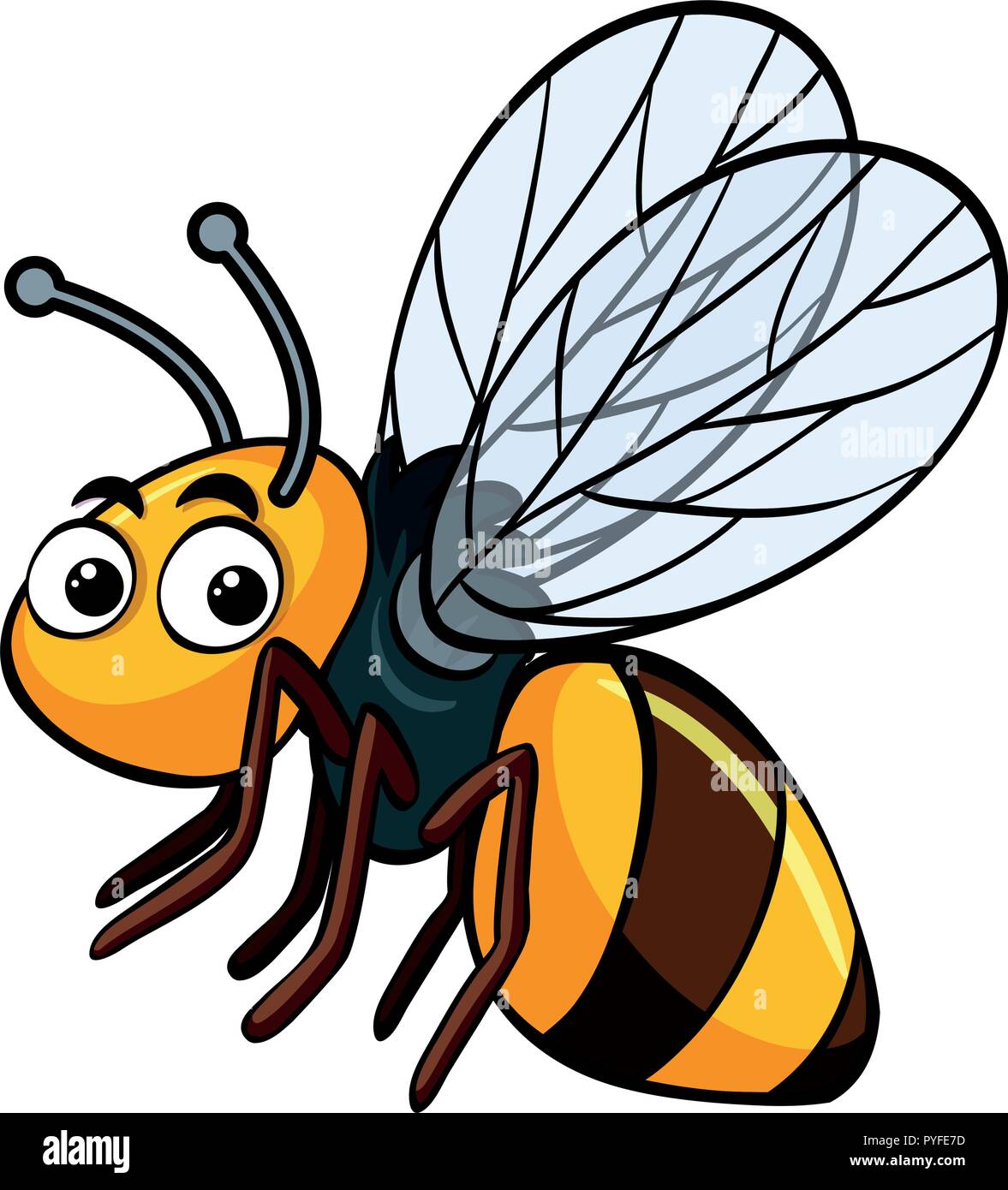 Little bee flying on white background illustration Stock Vector Image ...