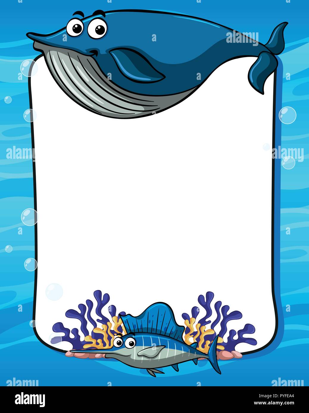 Frame template with blue whale illustration Stock Vector Image & Art ...
