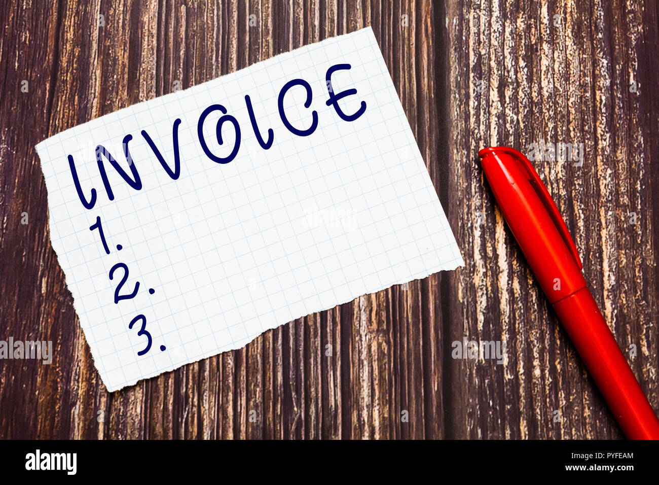 Text sign showing Invoice. Conceptual photo List of goods sent services ...