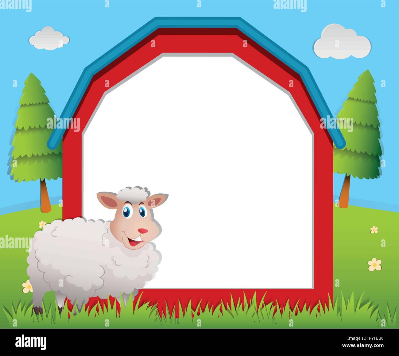 Frame design with white sheep illustration Stock Vector Image & Art - Alamy
