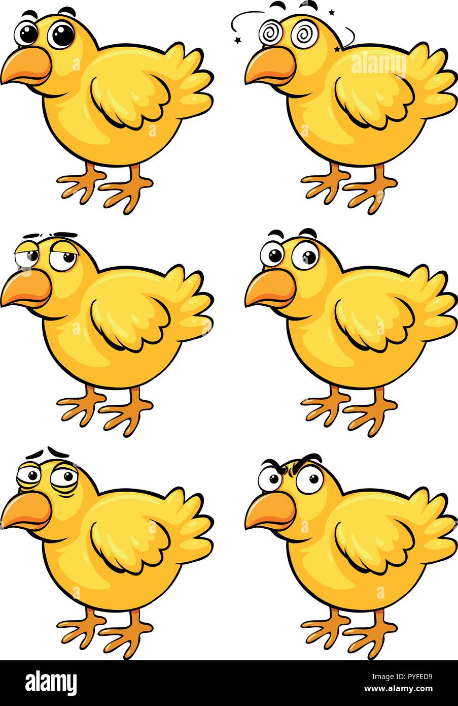 Little chicks with different emotions illustration Stock Vector Image ...