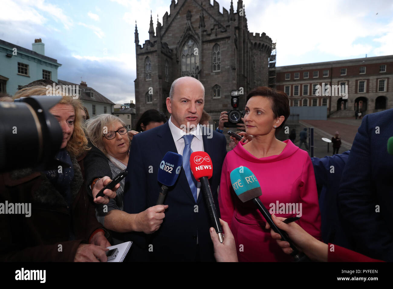 Candidate Sean Gallagher and his wife Trish arrive at Dublin Castle to ...
