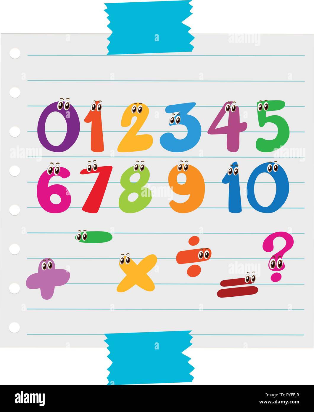 Font design for numers and signs on paper illustration Stock Vector ...