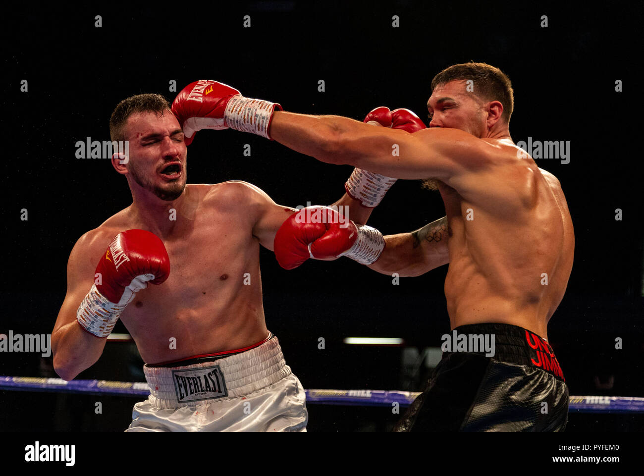 Charlie Duffield (right) and Josip Perkovic in the Light-Heavyweight ...