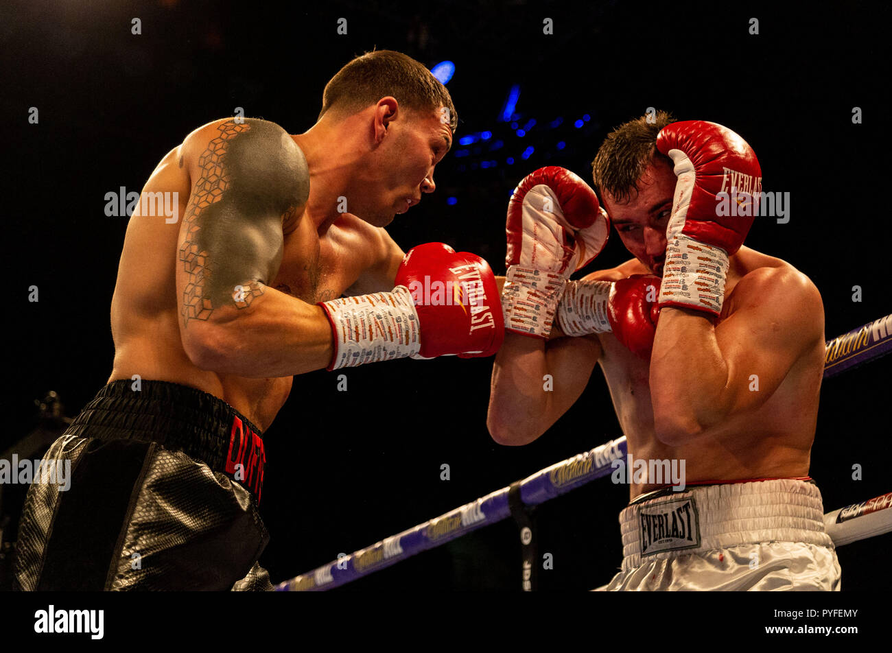 Charlie Duffield (left) and Josip Perkovic in the Light-Heavyweight ...