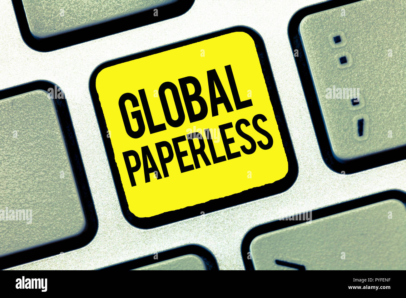 Text sign showing Global Paperless. Conceptual photo going for ...