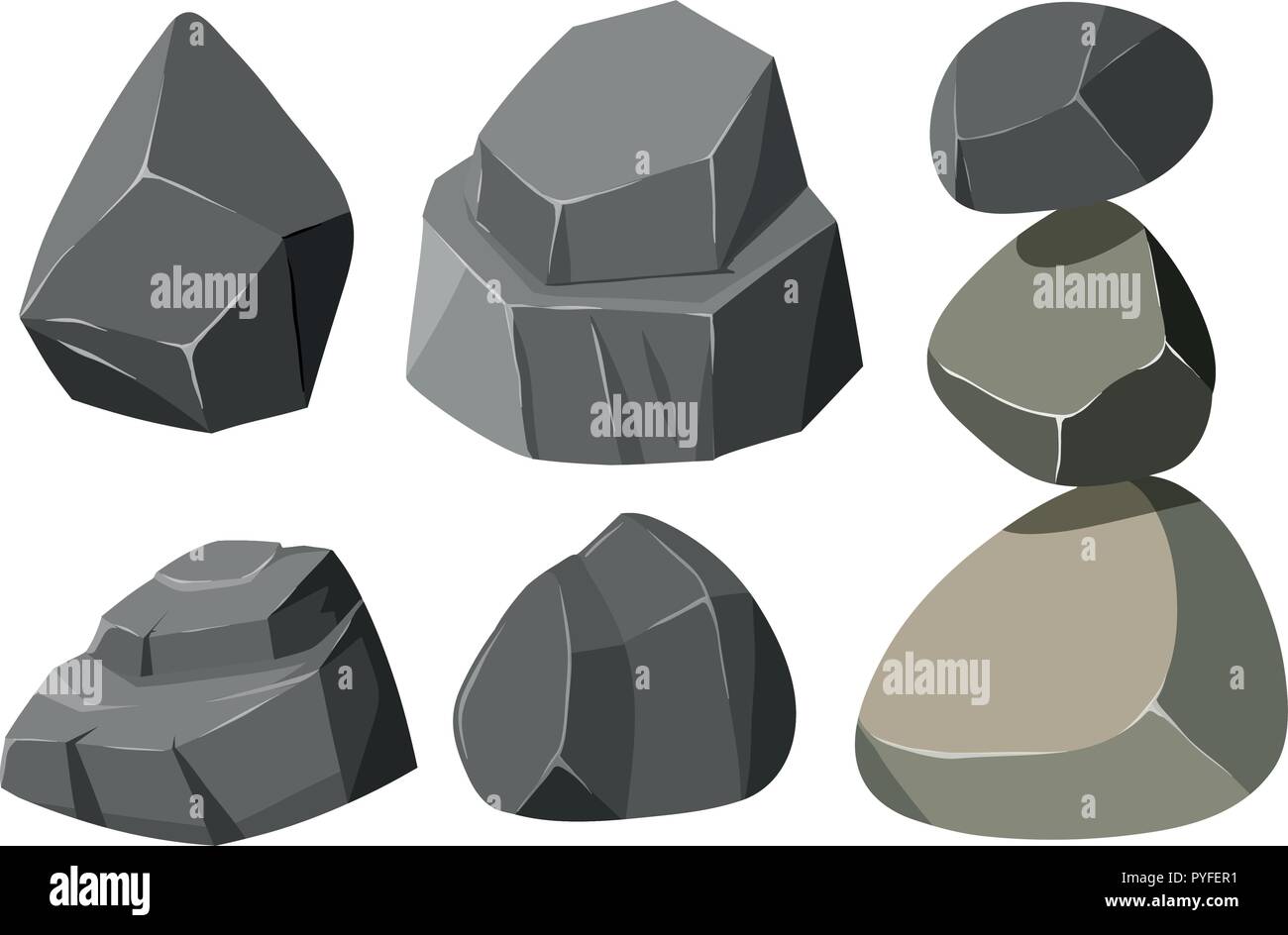 Different shapes of gray rocks illustration Stock Vector Image & Art ...