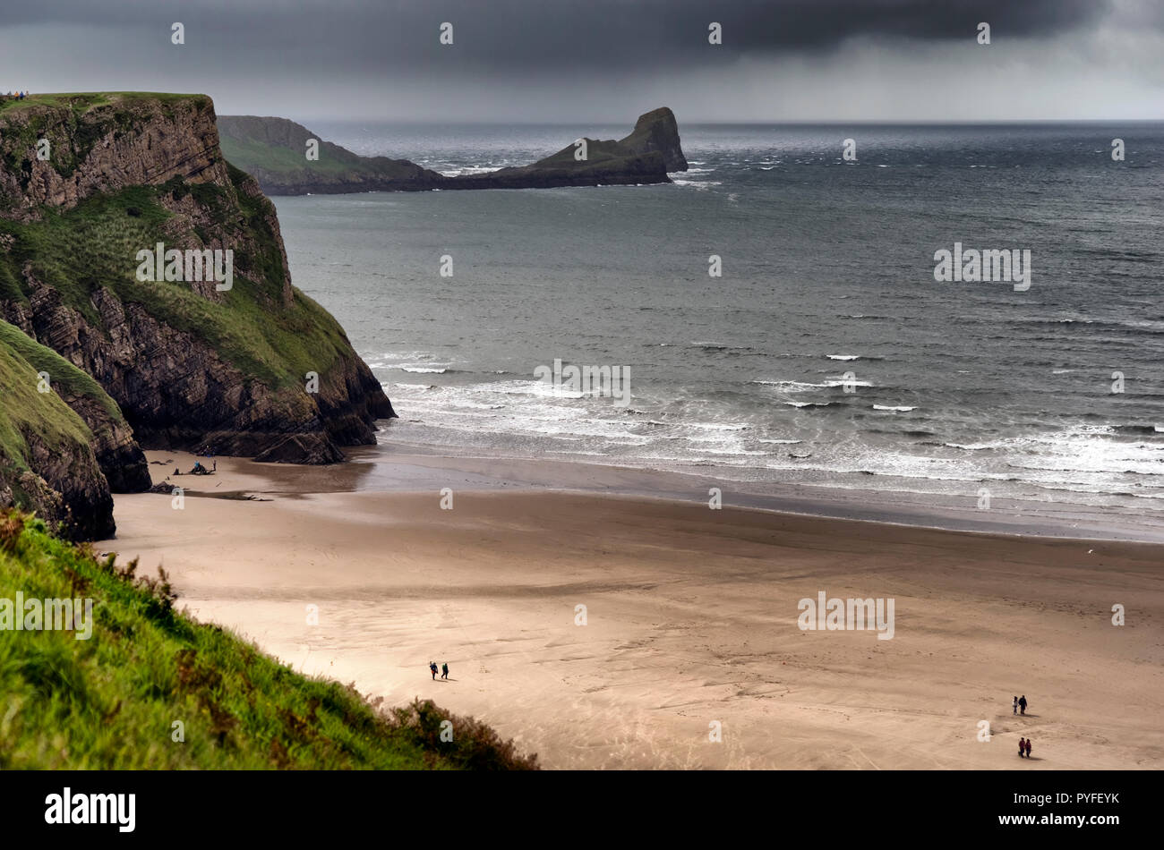Worms Head, Rhossili Bay, the Gower Peninsula, South Wales (1 Stock ...