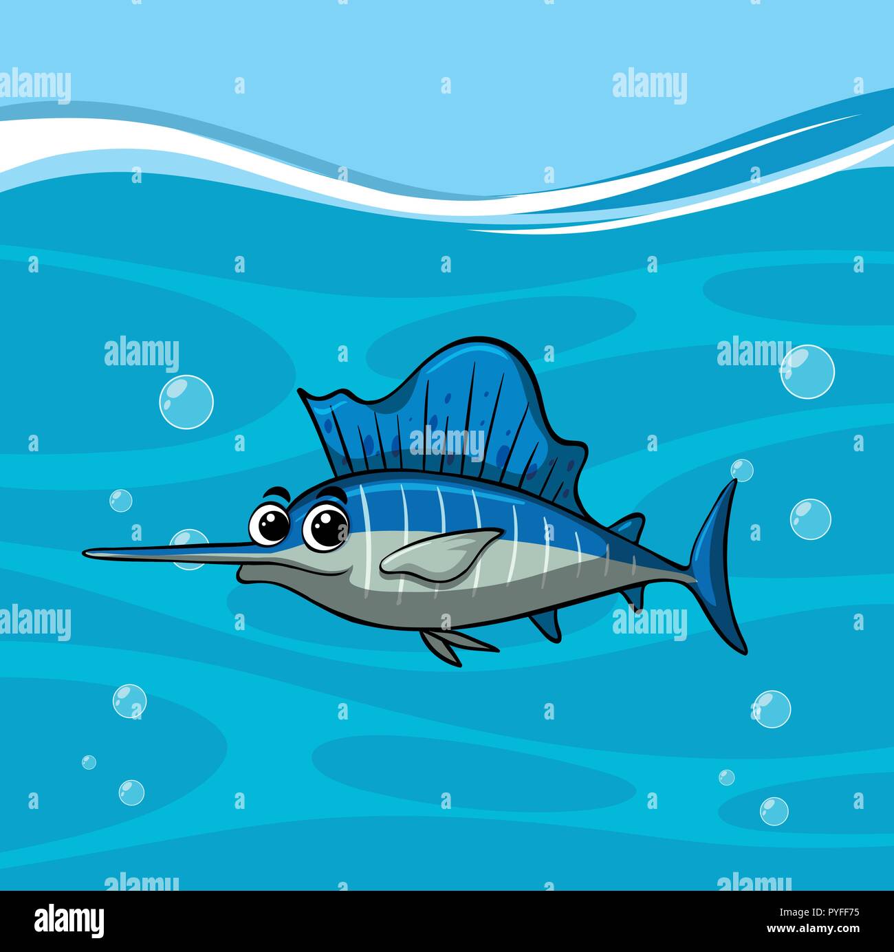 Swordfish swims in the ocean illustration Stock Vector Image & Art - Alamy