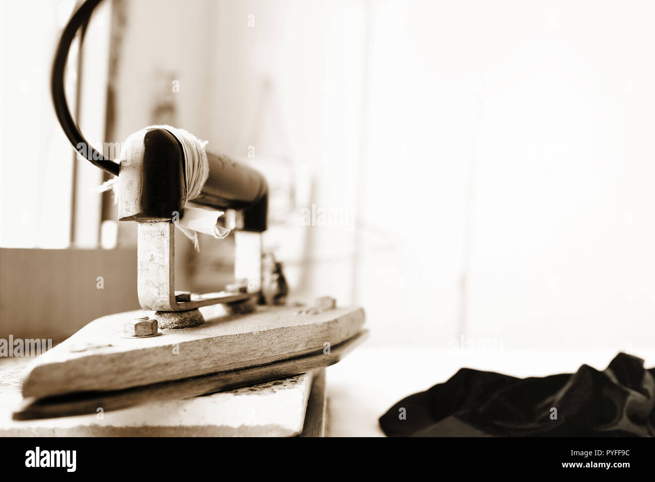 black and white ironing laundry background Stock Photo - Alamy