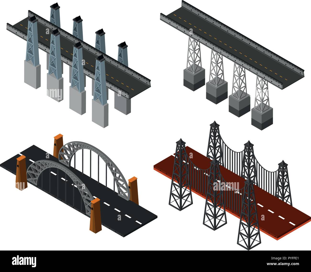 Four different bridge designs illustration Stock Vector Image & Art - Alamy