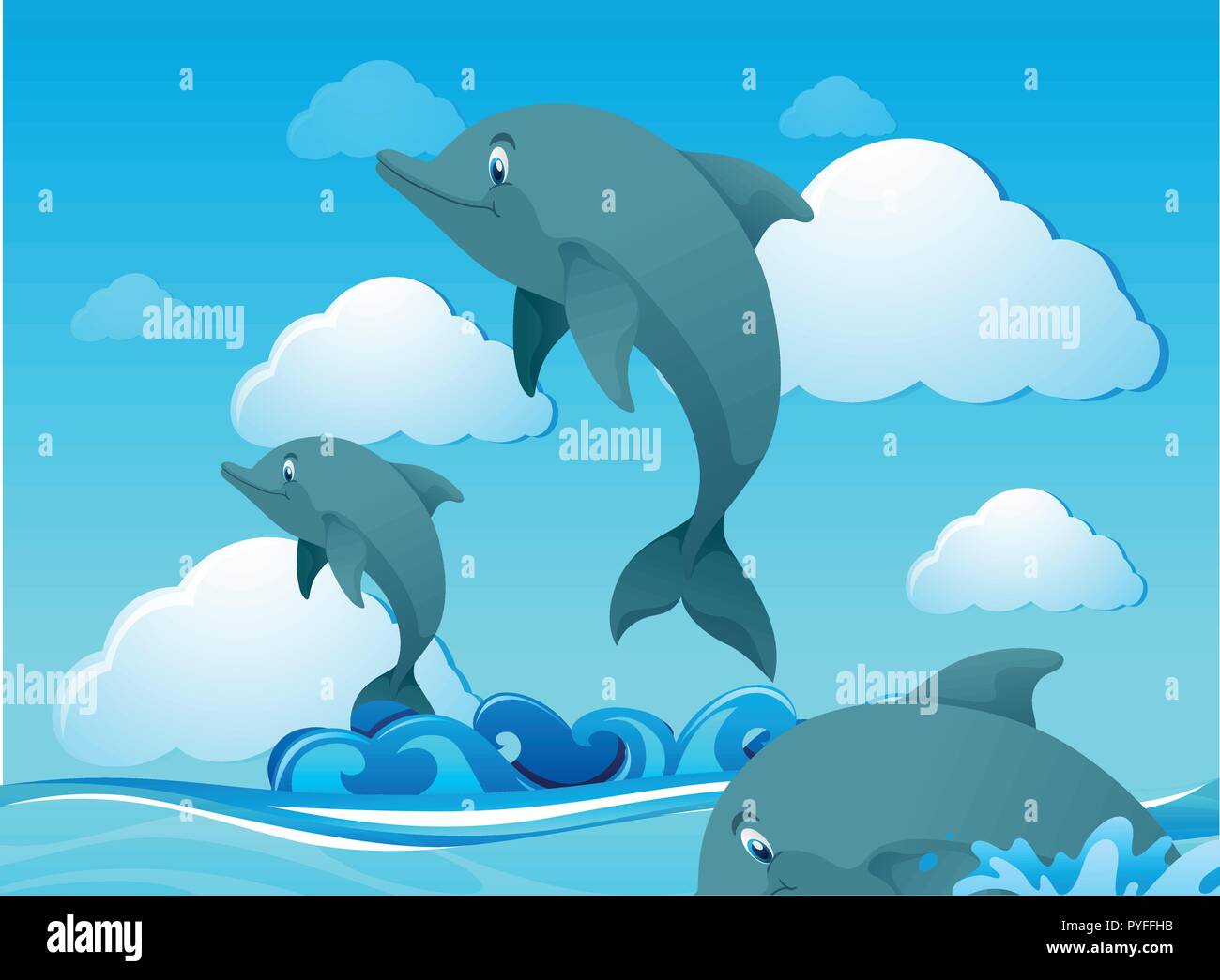 Dolphins swimming in the ocean illustration Stock Vector Image & Art ...