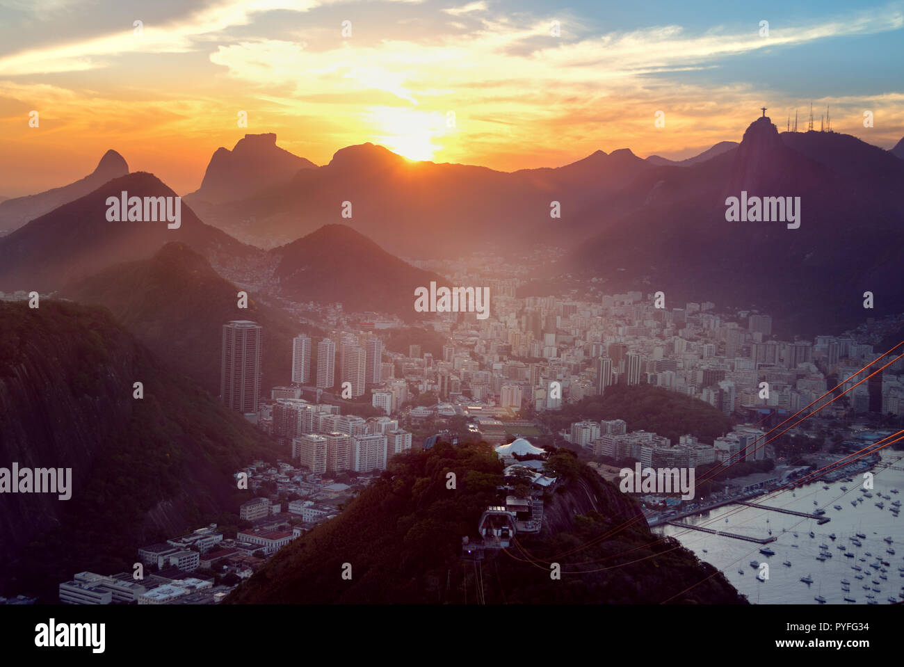 Aerial landscape sunset ocean mountain hi-res stock photography and ...