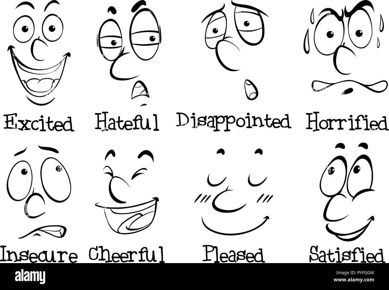 Words for different emotions illustration Stock Vector Image & Art - Alamy