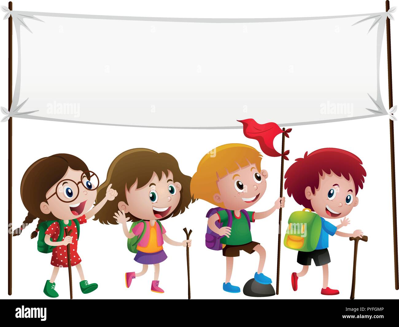 Kids Trekking Vector