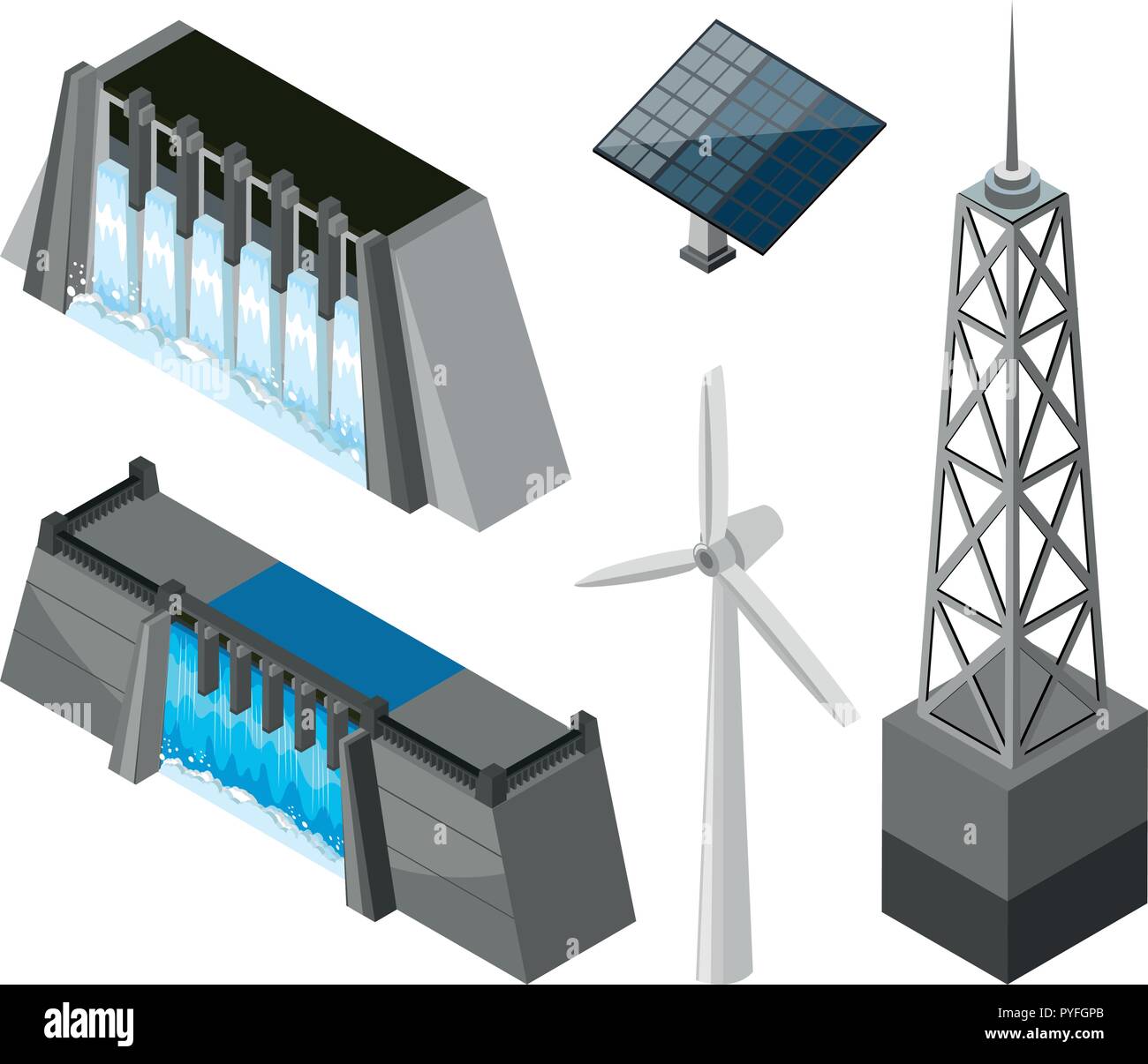 Different technology for energy sources illustration Stock Vector Image ...