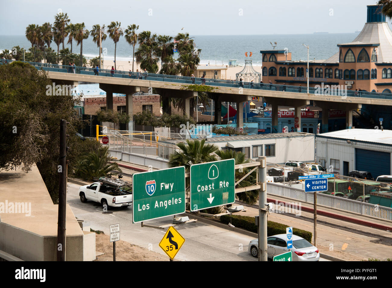 LOS ANGELES, USA – APRIL 2018: Highway in Santa Monica in Los Angeles ...