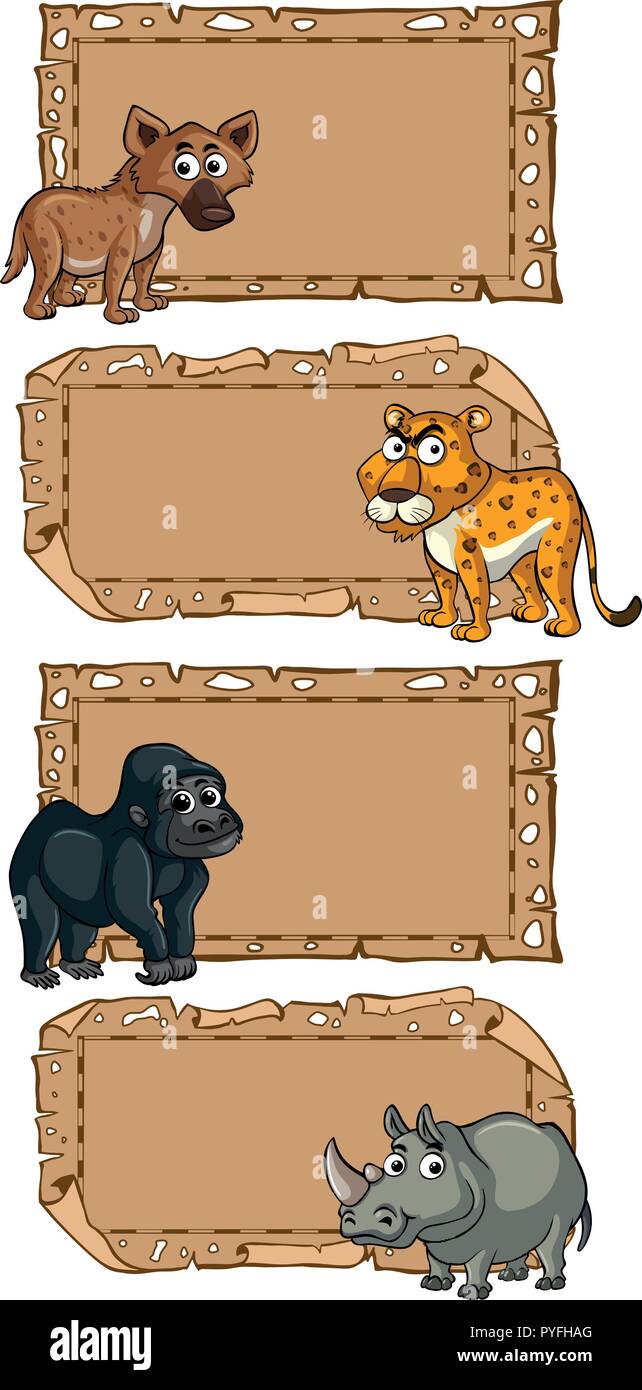 Banner template with wild animals illustration Stock Vector Image & Art ...