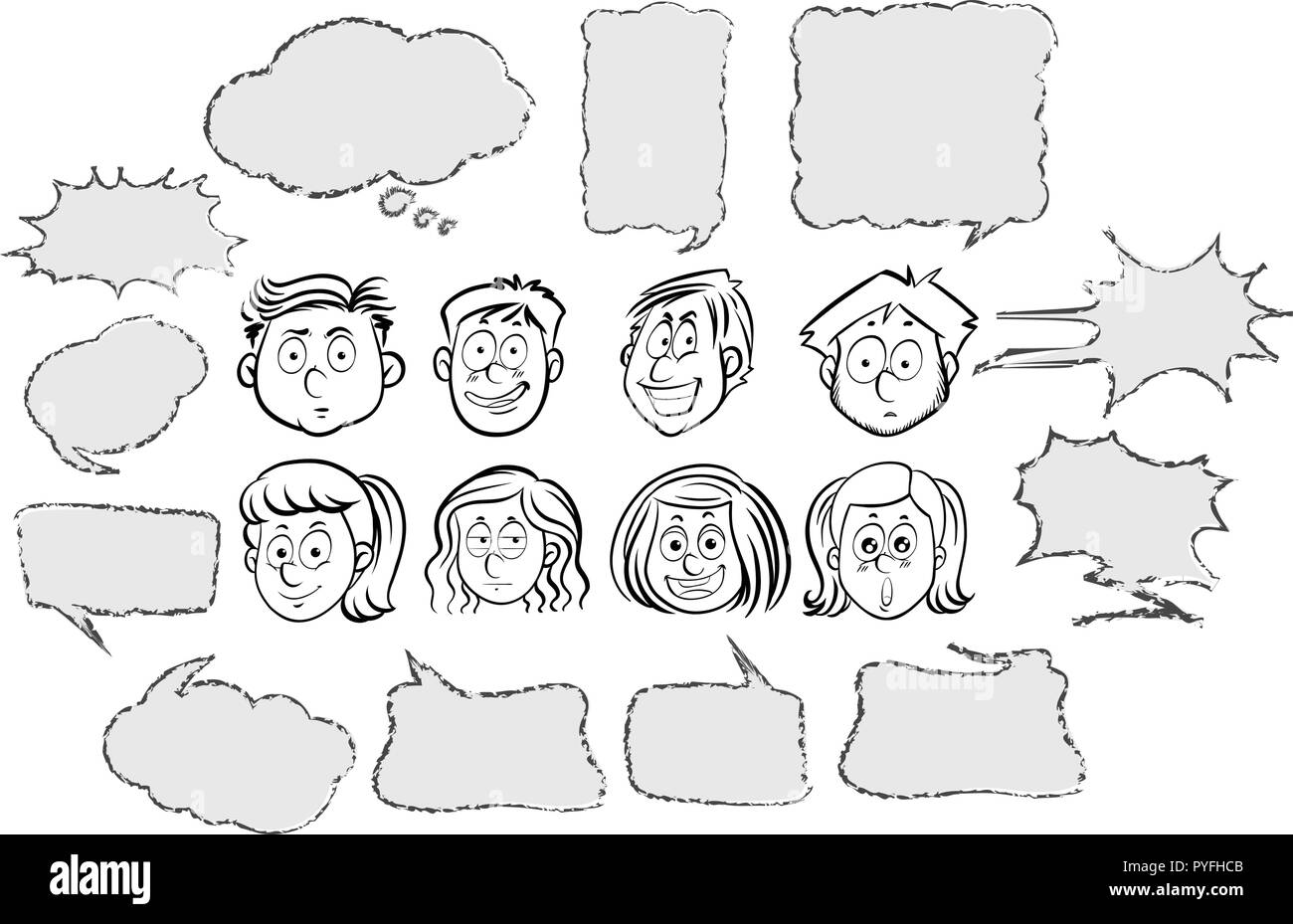 People and different speech bubble templates illustration Stock Vector ...