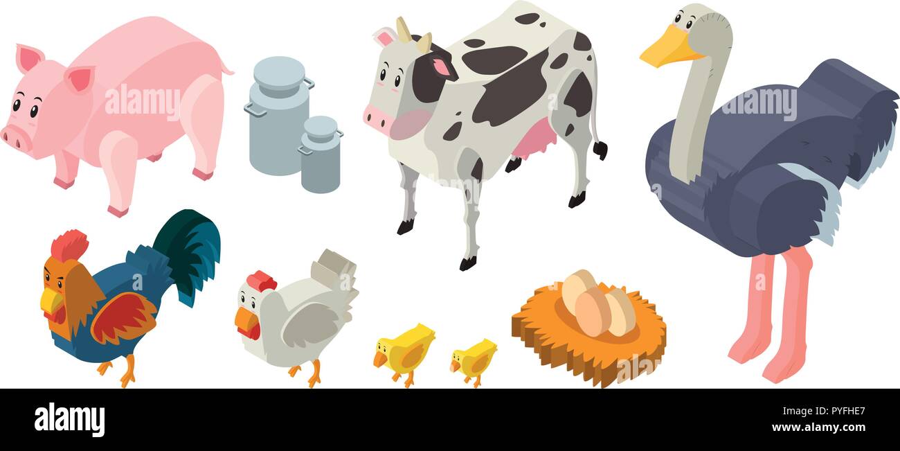 3D design for farm animals illustration Stock Vector Image & Art - Alamy