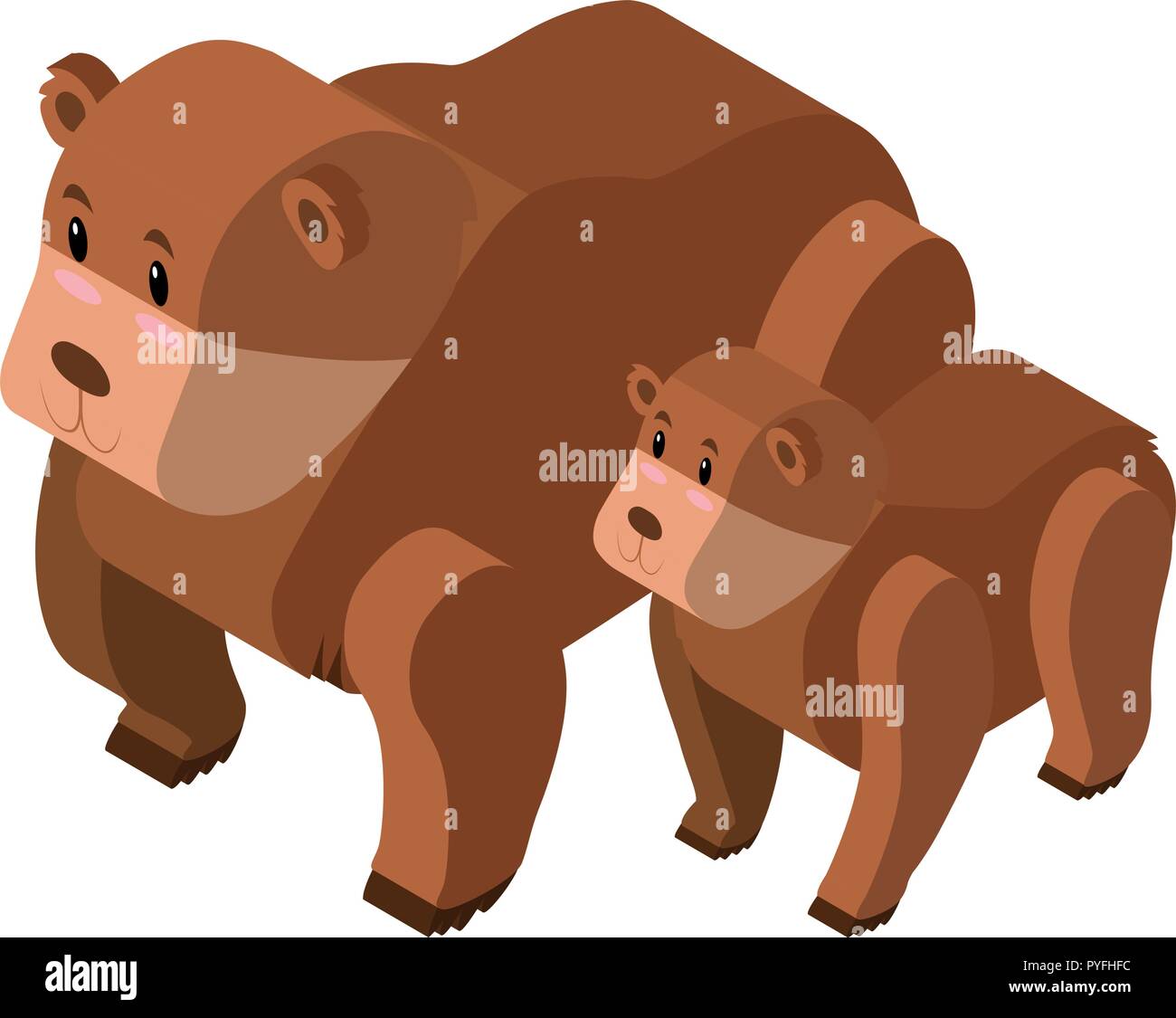 3D design for bear and cub illustration Stock Vector Image & Art - Alamy
