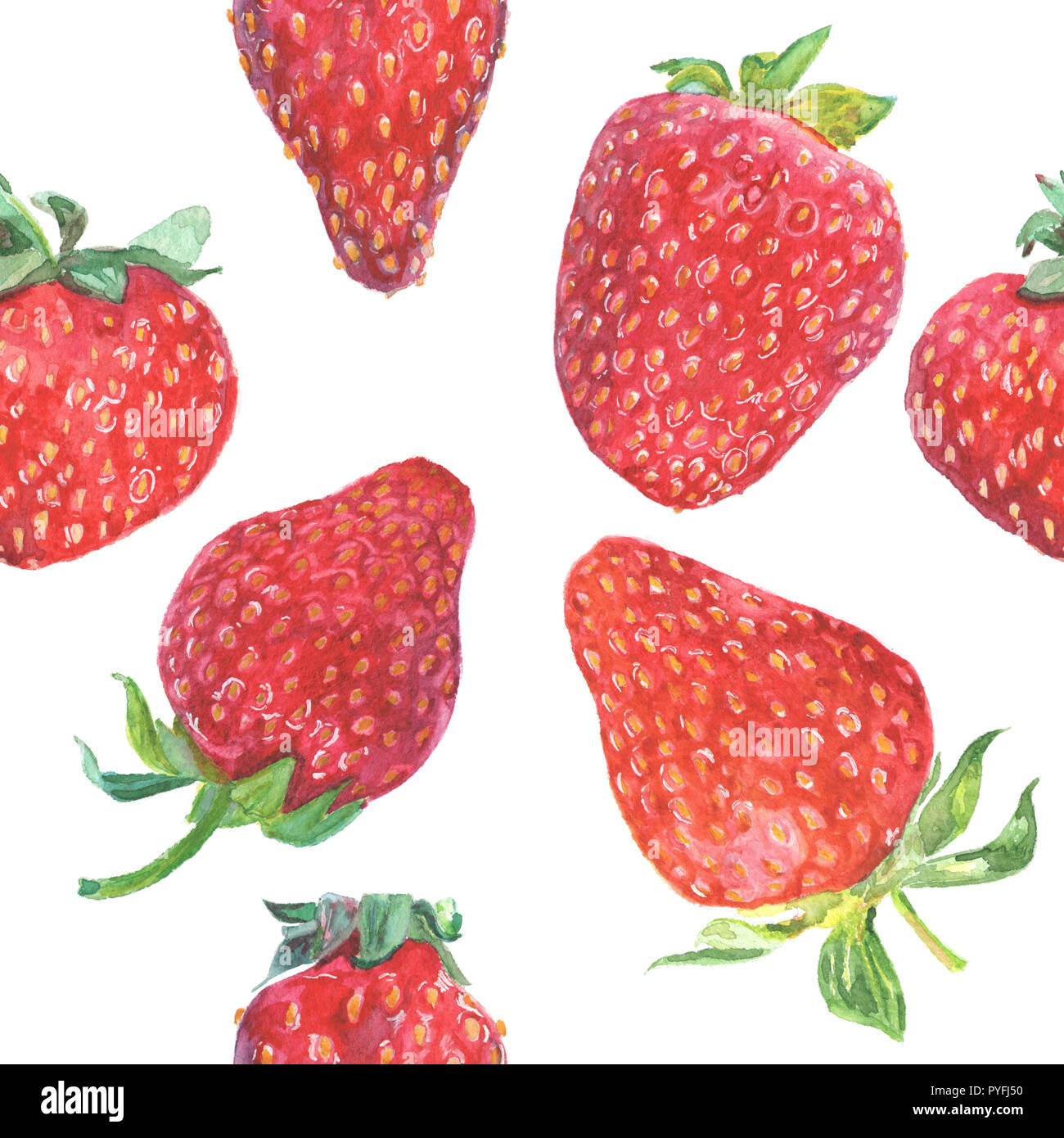 Watercolor strawberries on white background Stock Photo - Alamy