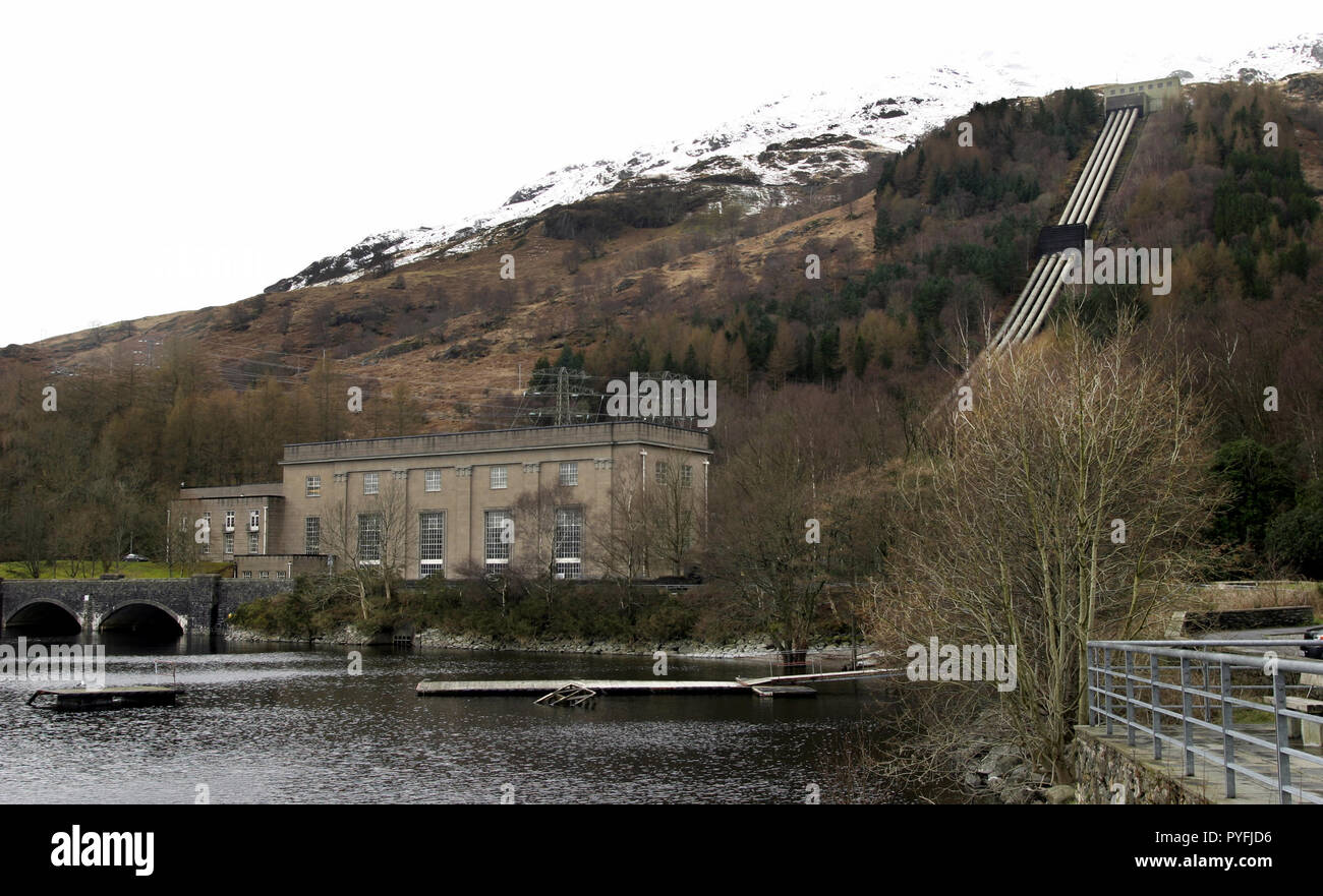 These four pipes bring water down from Loch Sloy which is behind this ...
