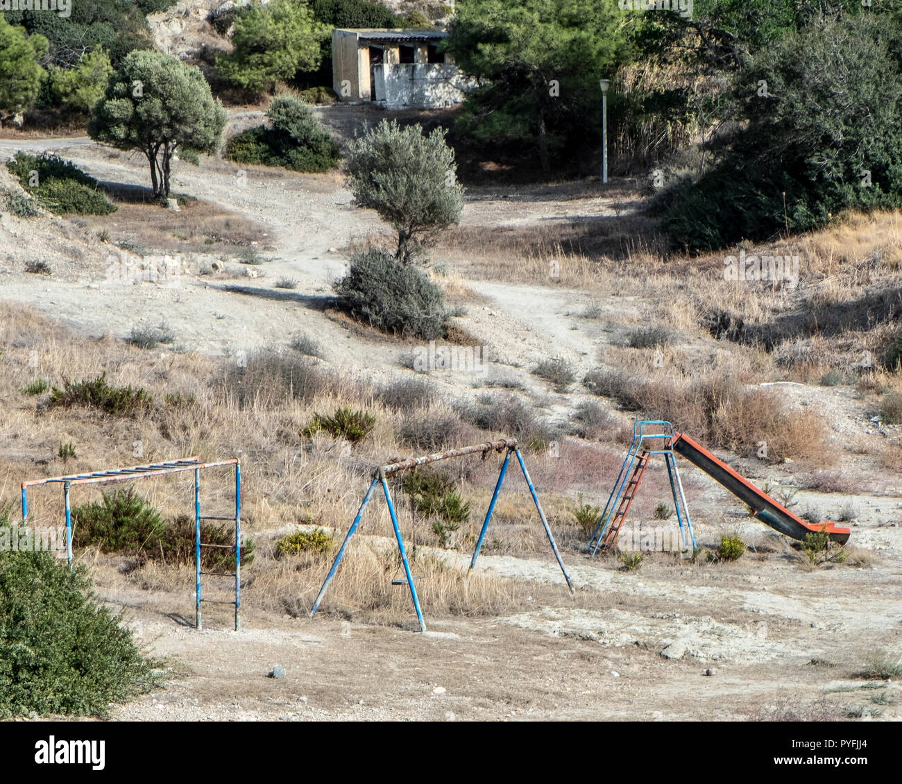 Deserted playground in Rhodes Stock Photo - Alamy