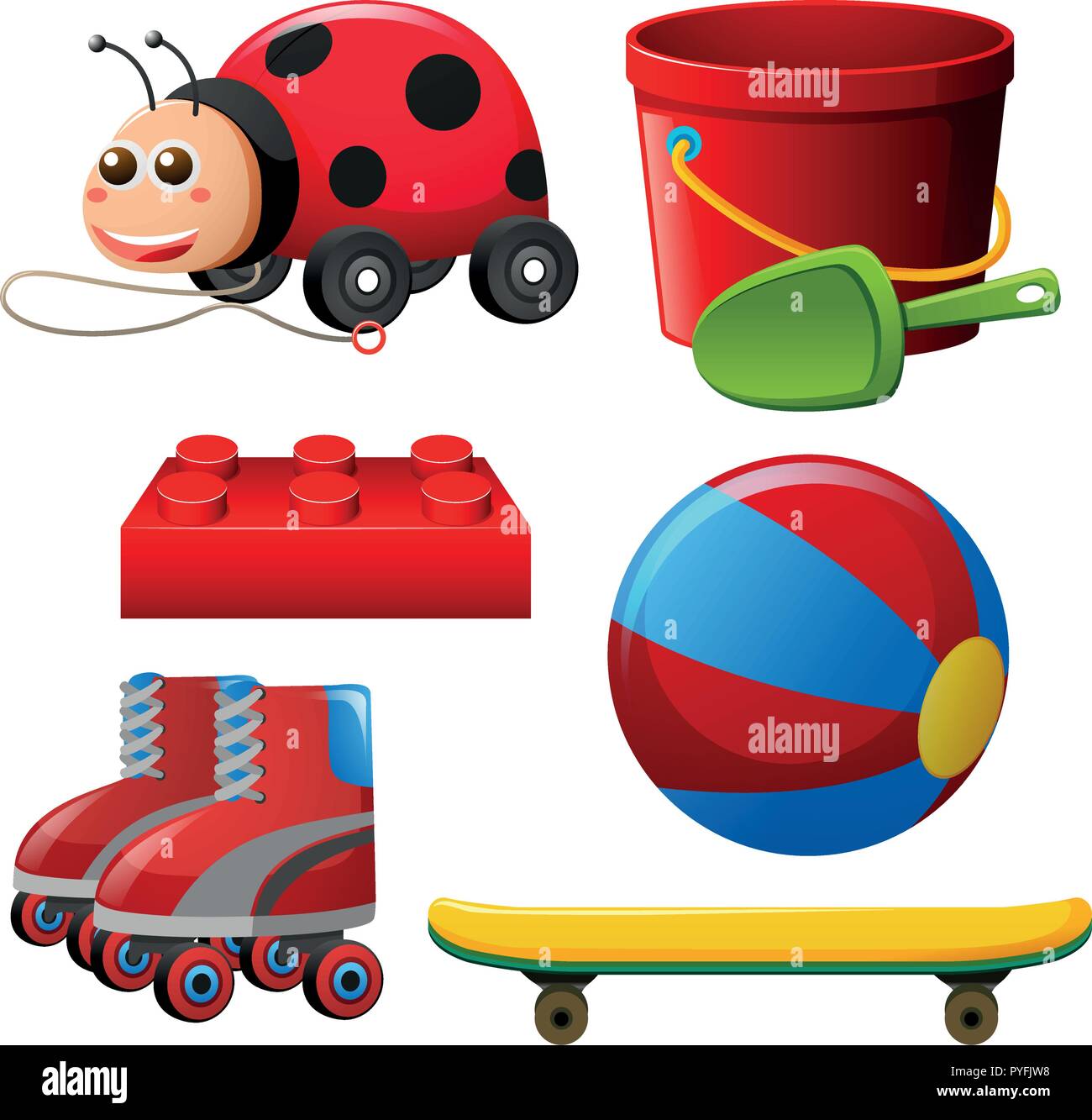 Different toys in red color illustration Stock Vector Image & Art - Alamy