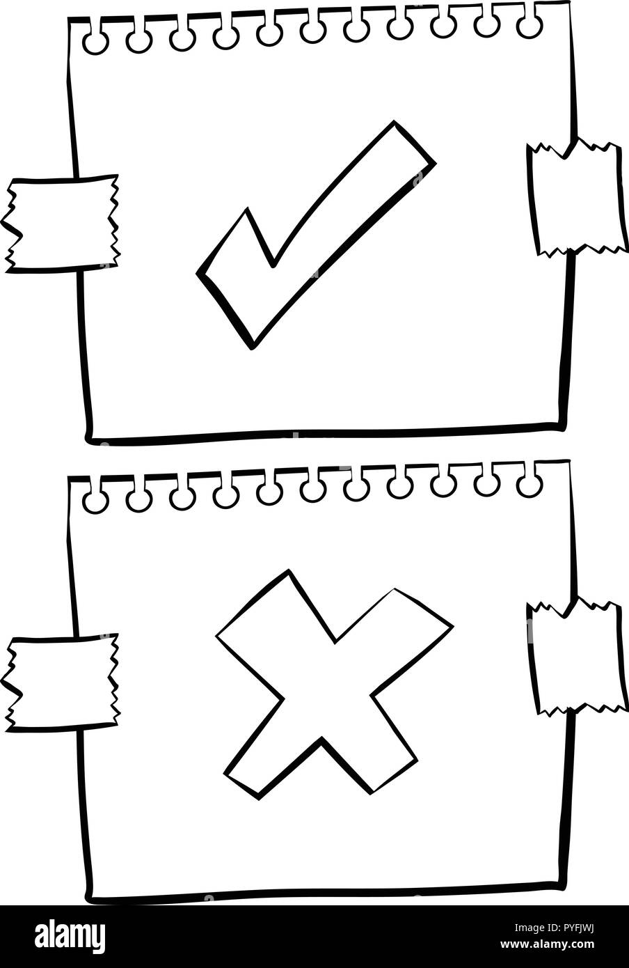 Paper with correct and incorrect signs illustration Stock Vector Image ...