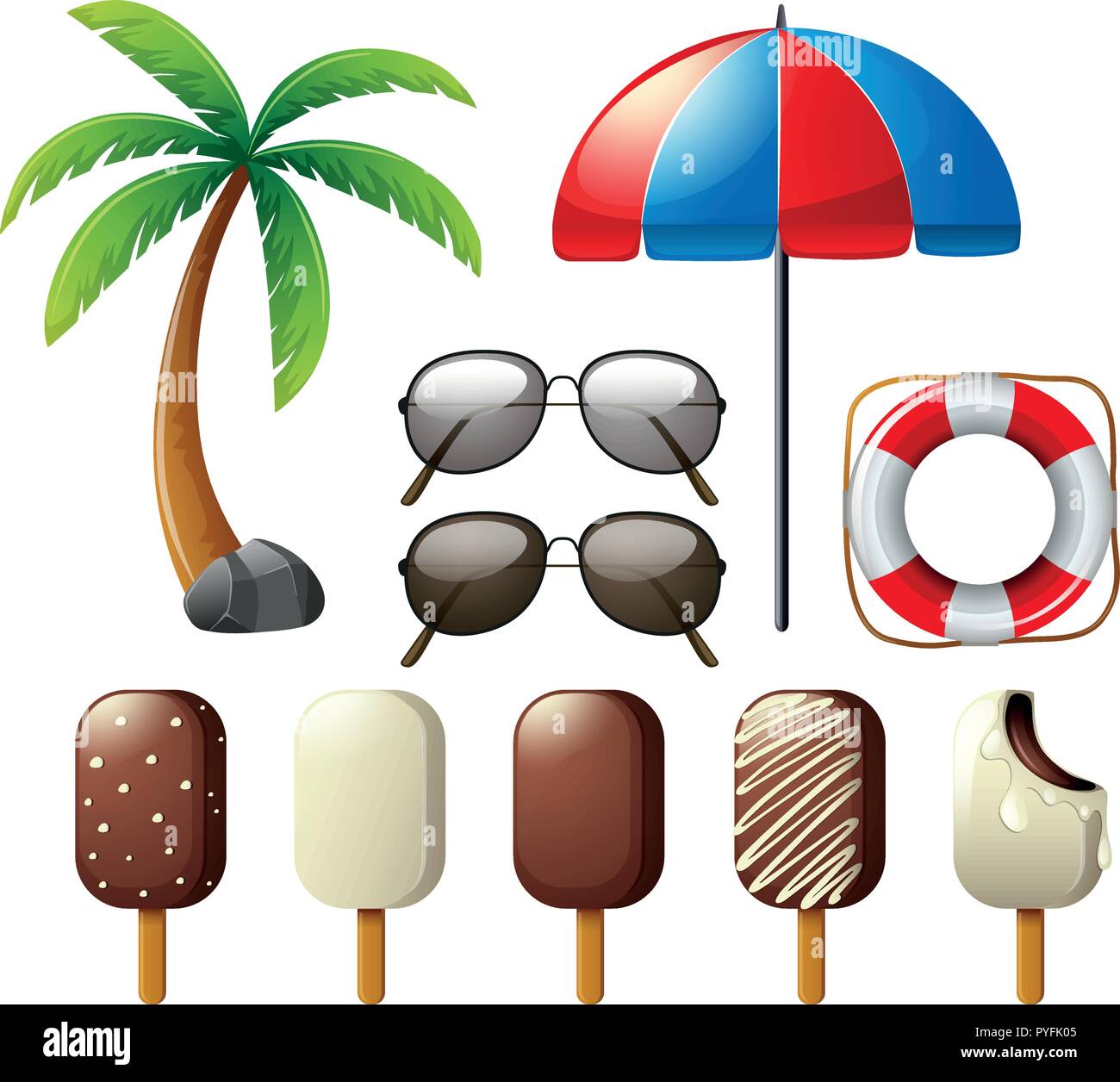 Sunglasses and popsicles for summer illustration Stock Vector Image ...