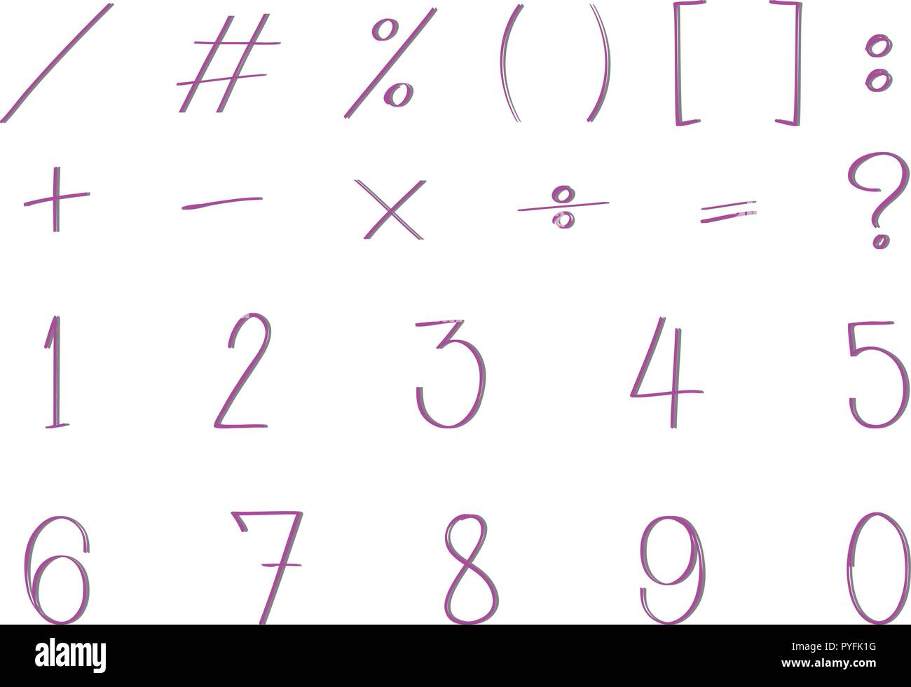 Number one to nine and different signs illustration Stock Vector Image ...