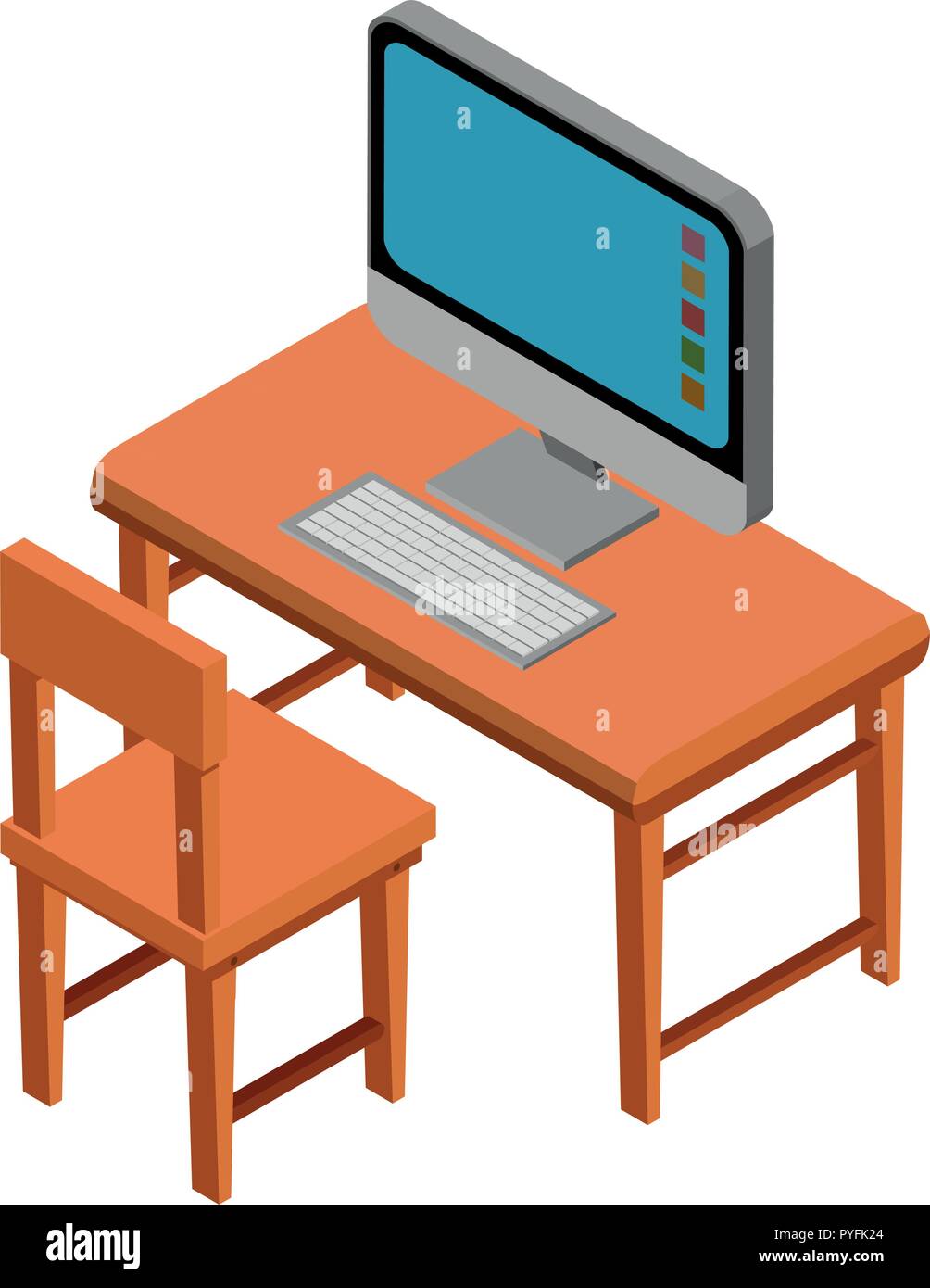 3D design for desk with computer on top illustration Stock Vector Image ...
