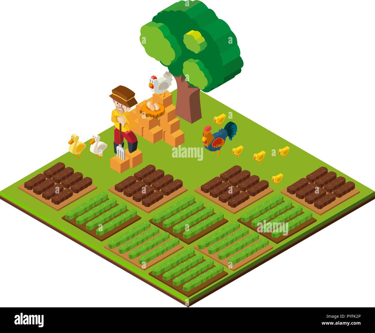3D design for farmer and farmland illustration Stock Vector Image & Art ...