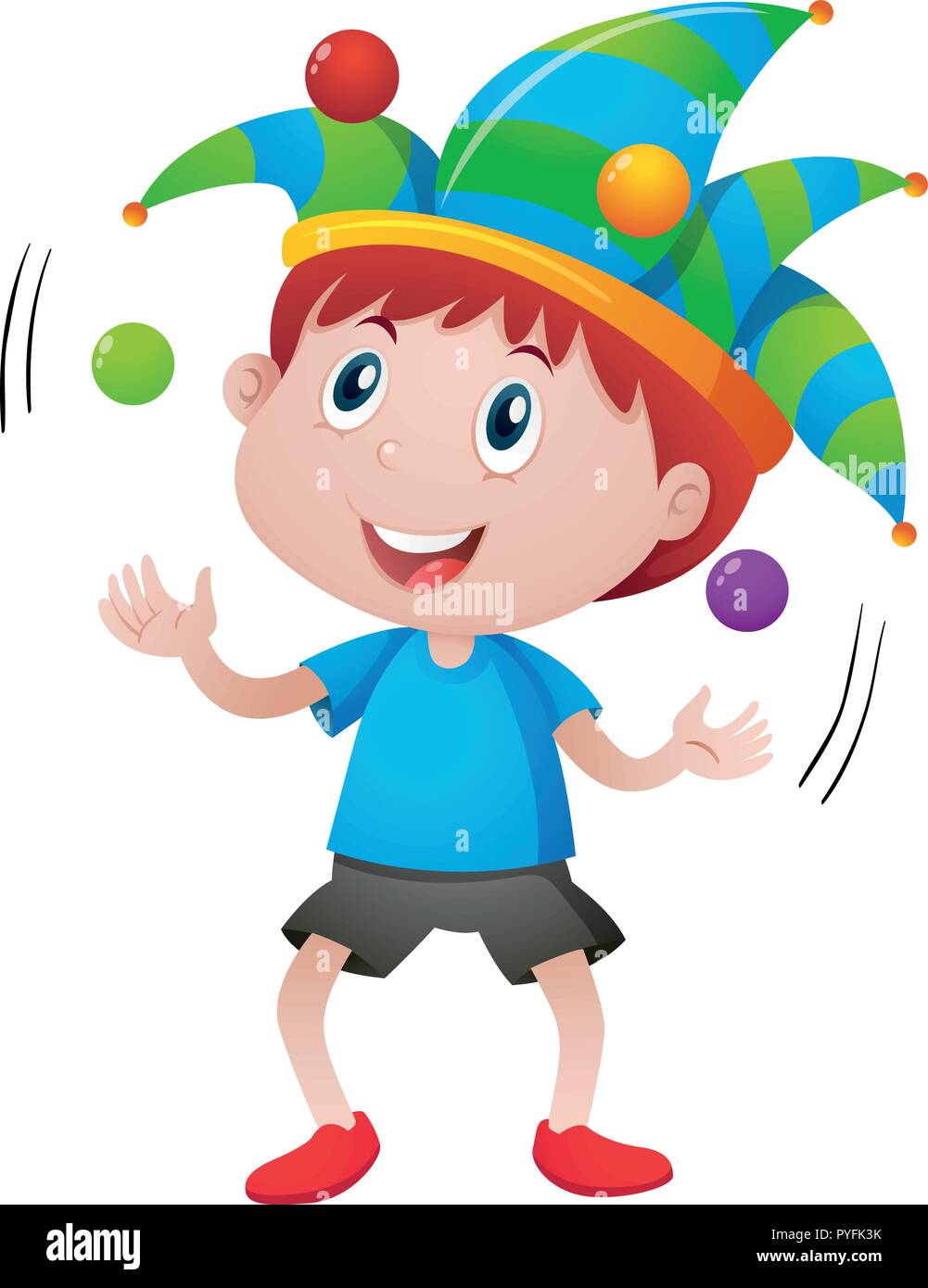 Happy boy juggling balls illustration Stock Vector Image & Art - Alamy