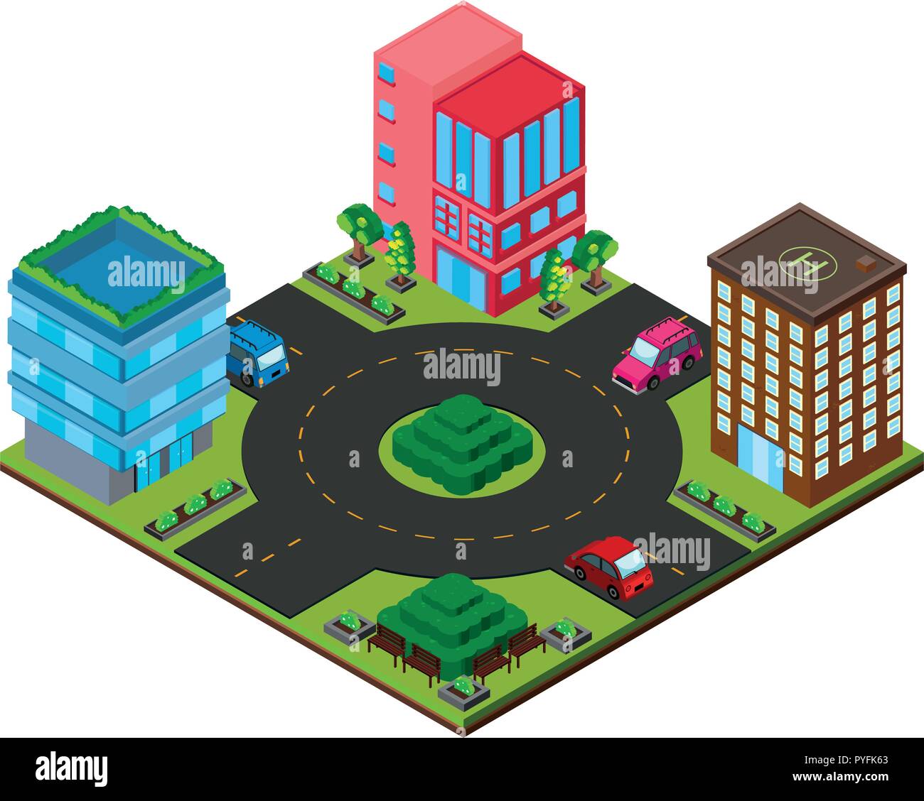 3D design for city with buildings and roads illustration Stock Vector ...